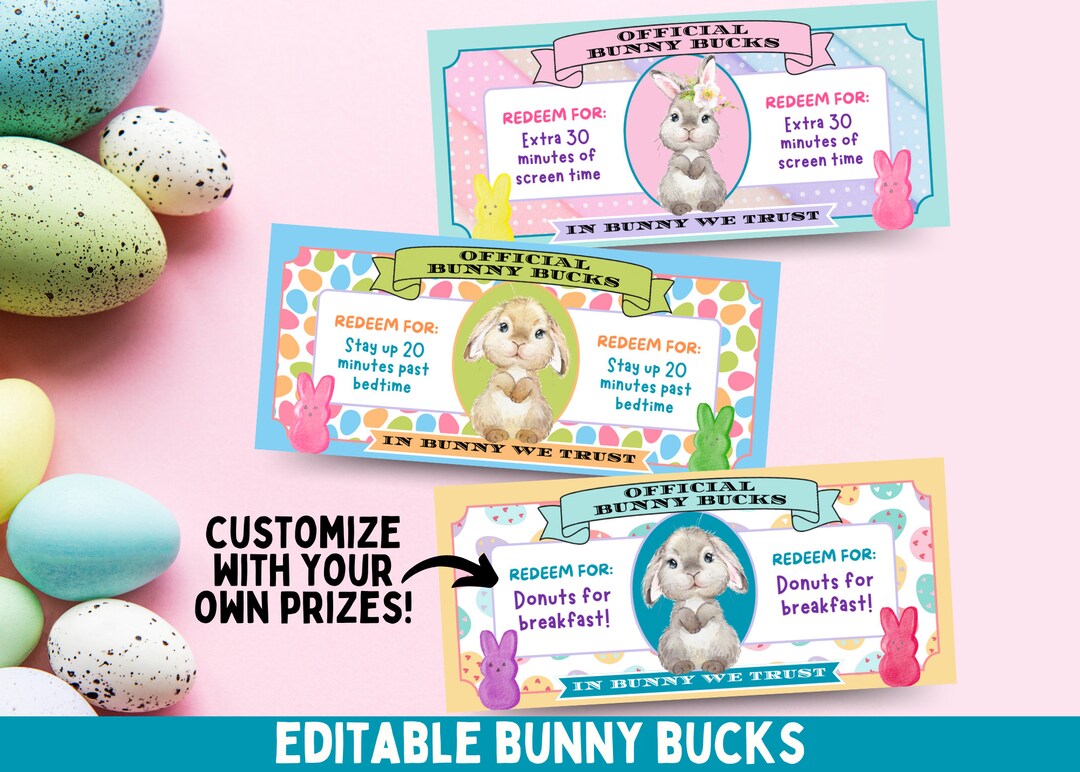 Easter Bunny Bucks Printables, Easter Play Money, Easter Egg Filler ...