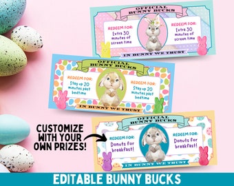 Easter Bunny Bucks Printables, Easter Play Money, Easter Egg Filler ...