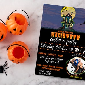 Editable Halloween Costume Party Invitation, Canva Printable Halloween ...