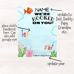 Father's Day Fish Handprint Art, Handprint Craft, Gift for Dad ...