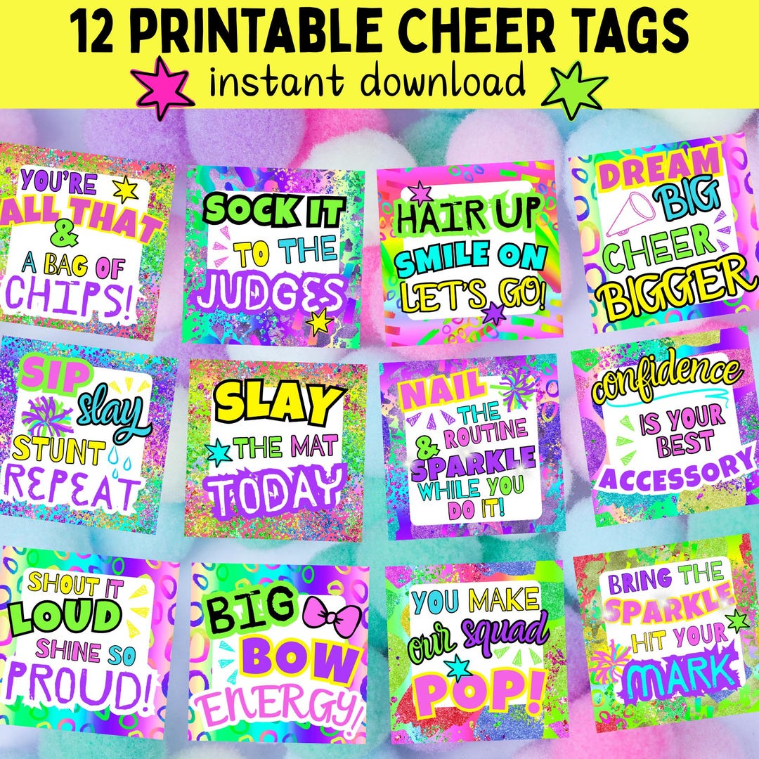 Printable Cheer Gift Tags: Editable Cheerleader Gift (digital Download ...
