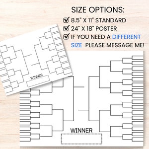 Printable Tournament Bracket Templates: Sports, March Madness (digital ...