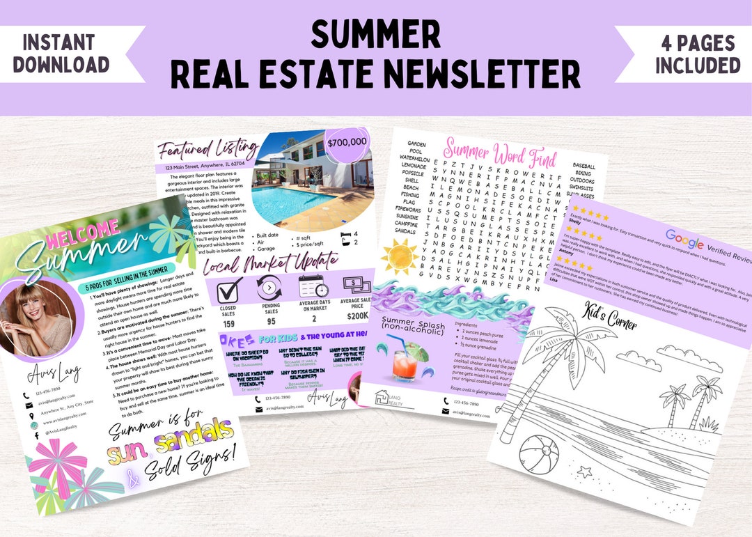 Real Estate Summer Newsletter, Real Estate Marketing, Realtor ...