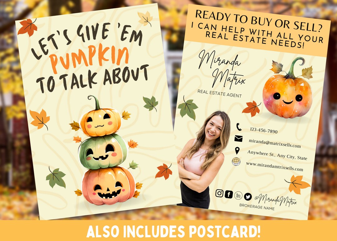 Fall Real Estate Postcard, Canva Template, Real Estate Marketing, Real ...
