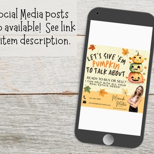 Fall Real Estate Postcard: Pumpkin Design Canva Template (digital ...