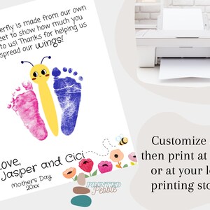 Mother's Day Butterfly Poem Footprint Art, Footprint Craft, Gift for ...