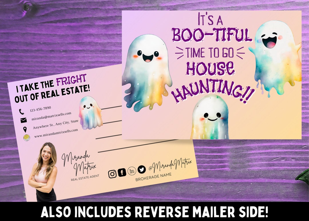 Halloween Real Estate Postcard, Canva Template, Real Estate Marketing ...