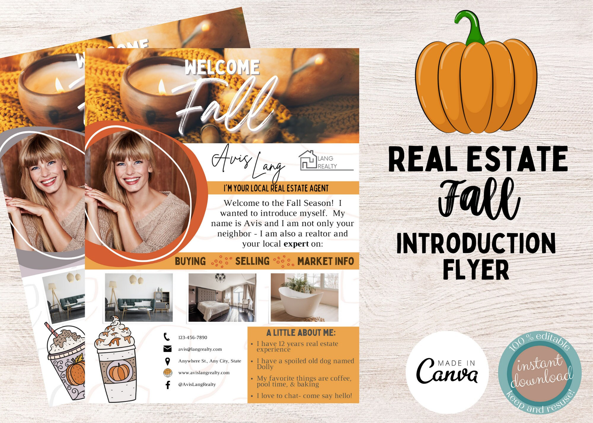 Fall Autumn Real Estate Flyer Realtor Hello Neighbor Letter - Etsy