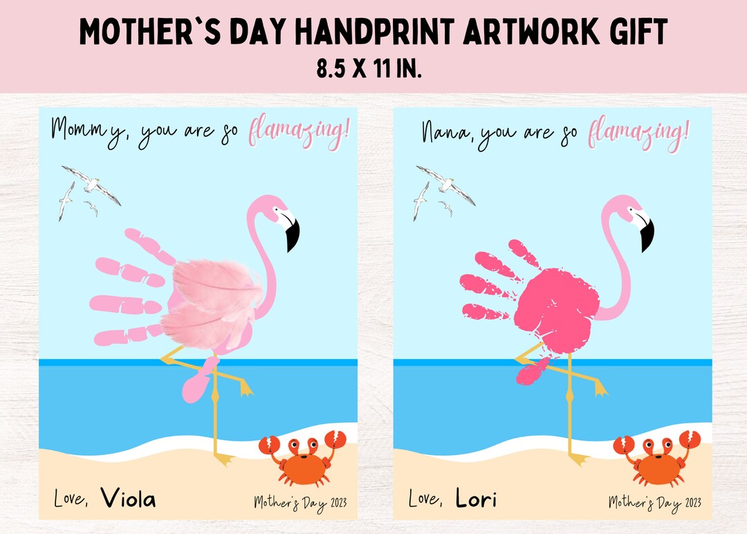 Mother's Day Flamingo Handprint Art, Handprint Craft, Gift for Mom ...