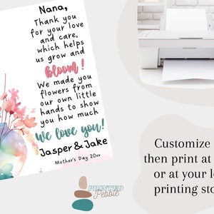 Mother's Day Flower Poem Handprint Art, Handprint Craft, Gift for Mom ...