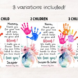 Mother's Day Flower Poem Handprint Art, Handprint Craft, Gift for Mom ...