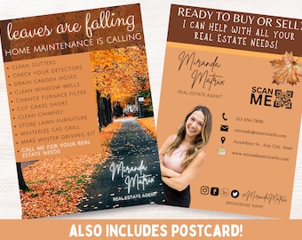Instant Digital Download, Fall Real Estate Theme Postcard, Newsletter ...