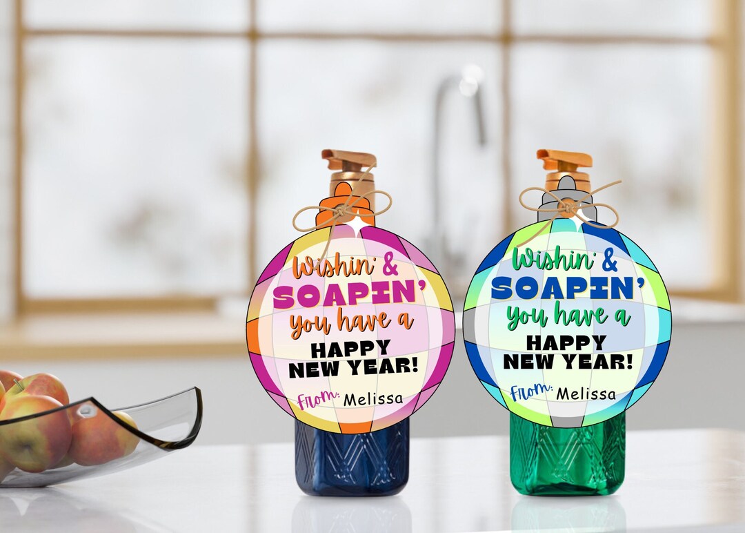 New Year Gift Tag Printable, Holiday Hand Soap Tags, Santa Gift Tag ...