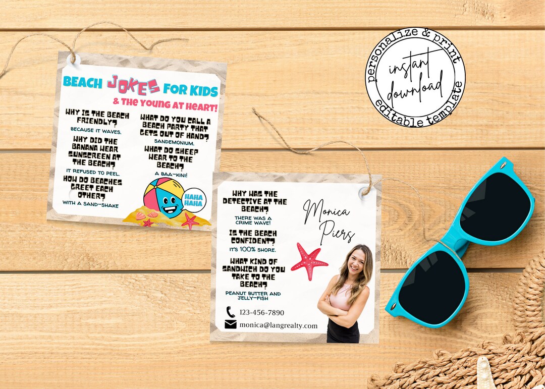 Summer Beach Printable Marketing Tags, Realtor Pop by Tag, Client ...