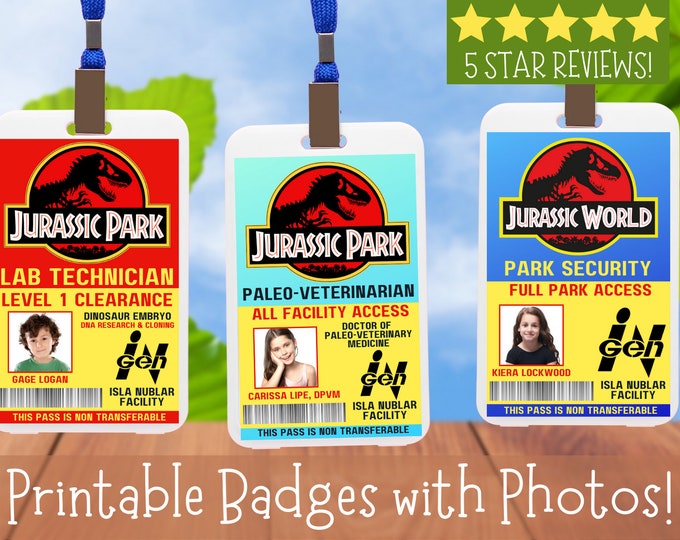 Jurassic Park Alan & Ellie Ingen ID Badge Set - Etsy Canada