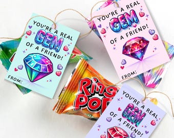 PRINTABLE Valentine Card, Ring Pop Valentine Card, Printable Classroom ...