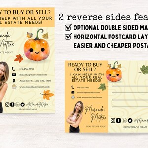 Fall Real Estate Postcard: Pumpkin Design Canva Template (digital ...