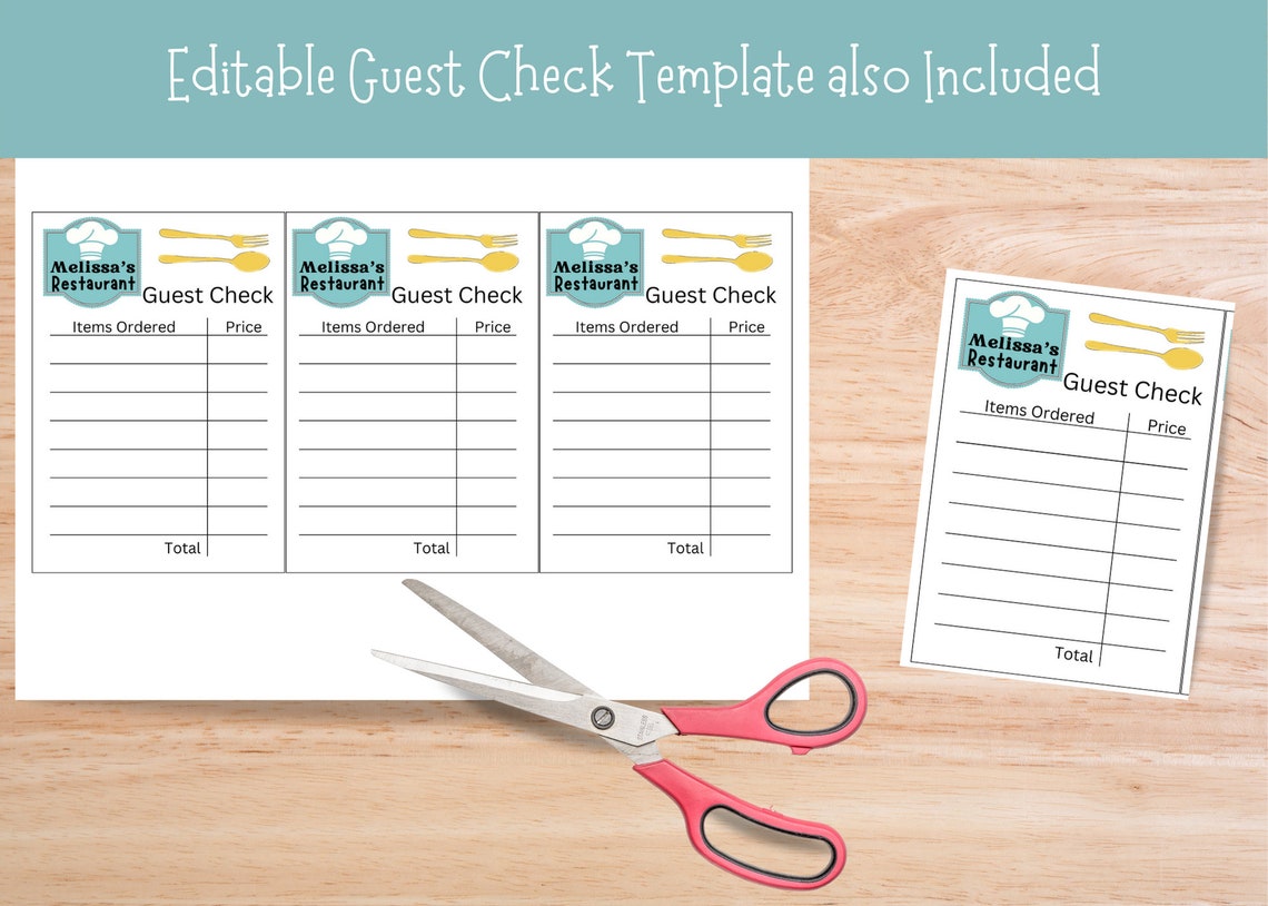 Restaurant Menu Printable Kids Pretend Play Chef Restaurant - Etsy