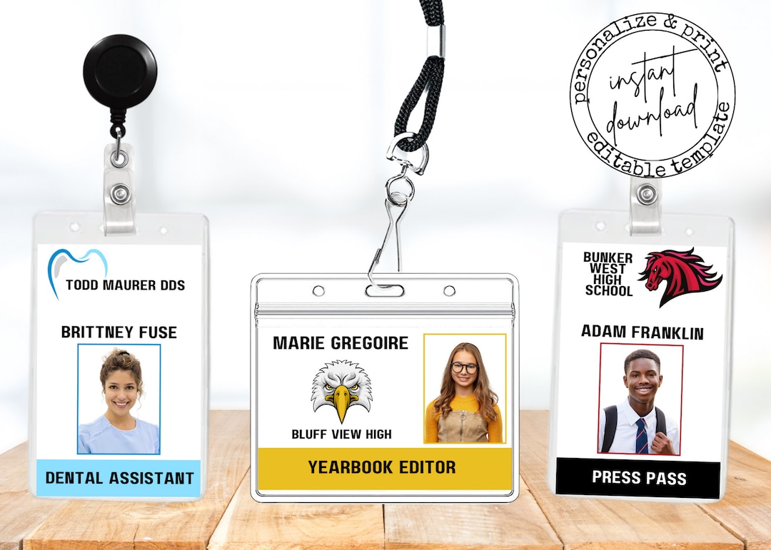 Customizable Name Badge Template: Teacher, Job, Homeschool ID (canva ...