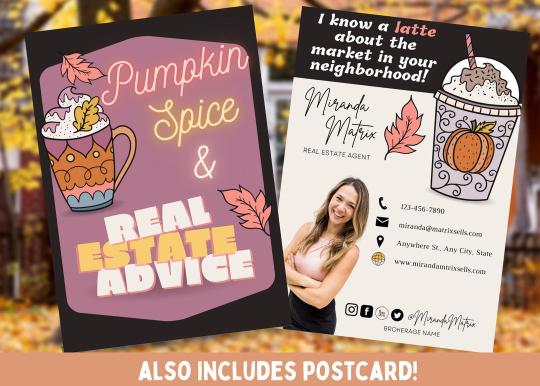 Fall Real Estate Postcard, Canva Template, Real Estate Marketing, Real ...