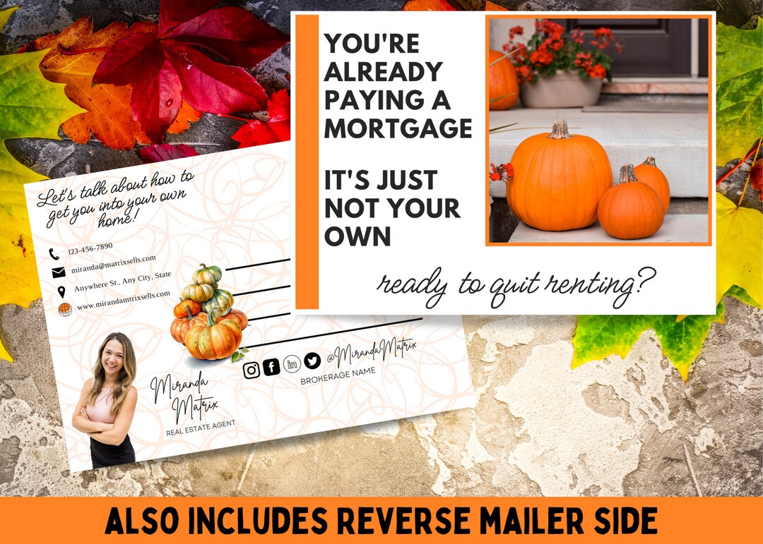 Fall Real Estate Postcard Mailer: Agent Marketing (digital Download) - Etsy