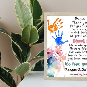 Mother's Day Flower Poem Handprint Art, Handprint Craft, Gift for Mom ...