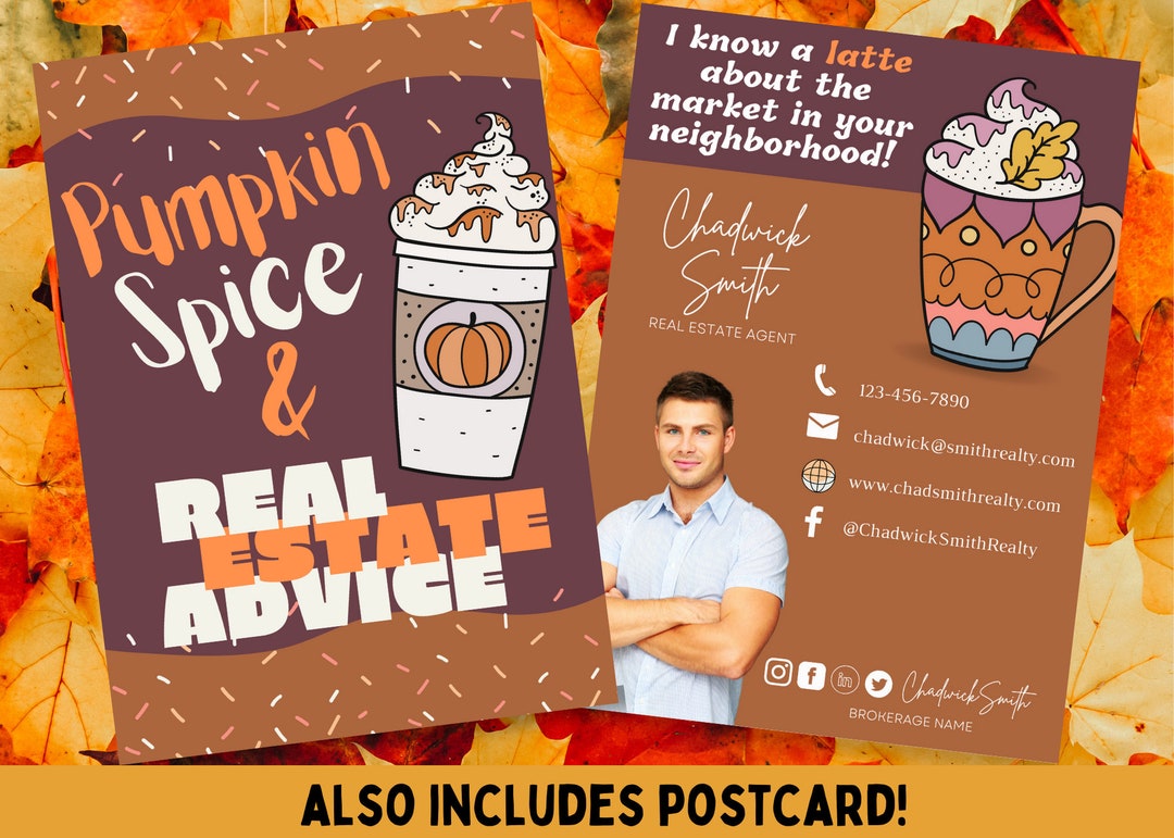 Fall Real Estate Postcard, Canva Template, Real Estate Marketing, Real ...