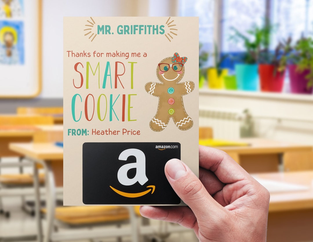 Teacher Christmas Printable Gift Card Holder, Smart Cookie, Holiday ...