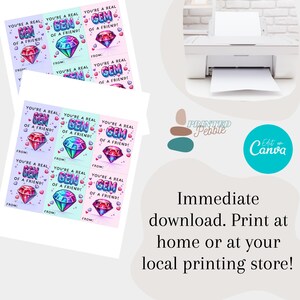 Ring Pop Valentine Card: Gem Treat Tag (printable) - Etsy