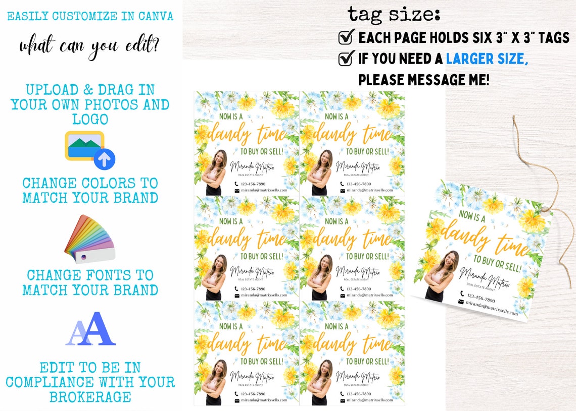 Realtor Marketing Tags: Spring/summer Pop-by, Editable Canva (digital ...
