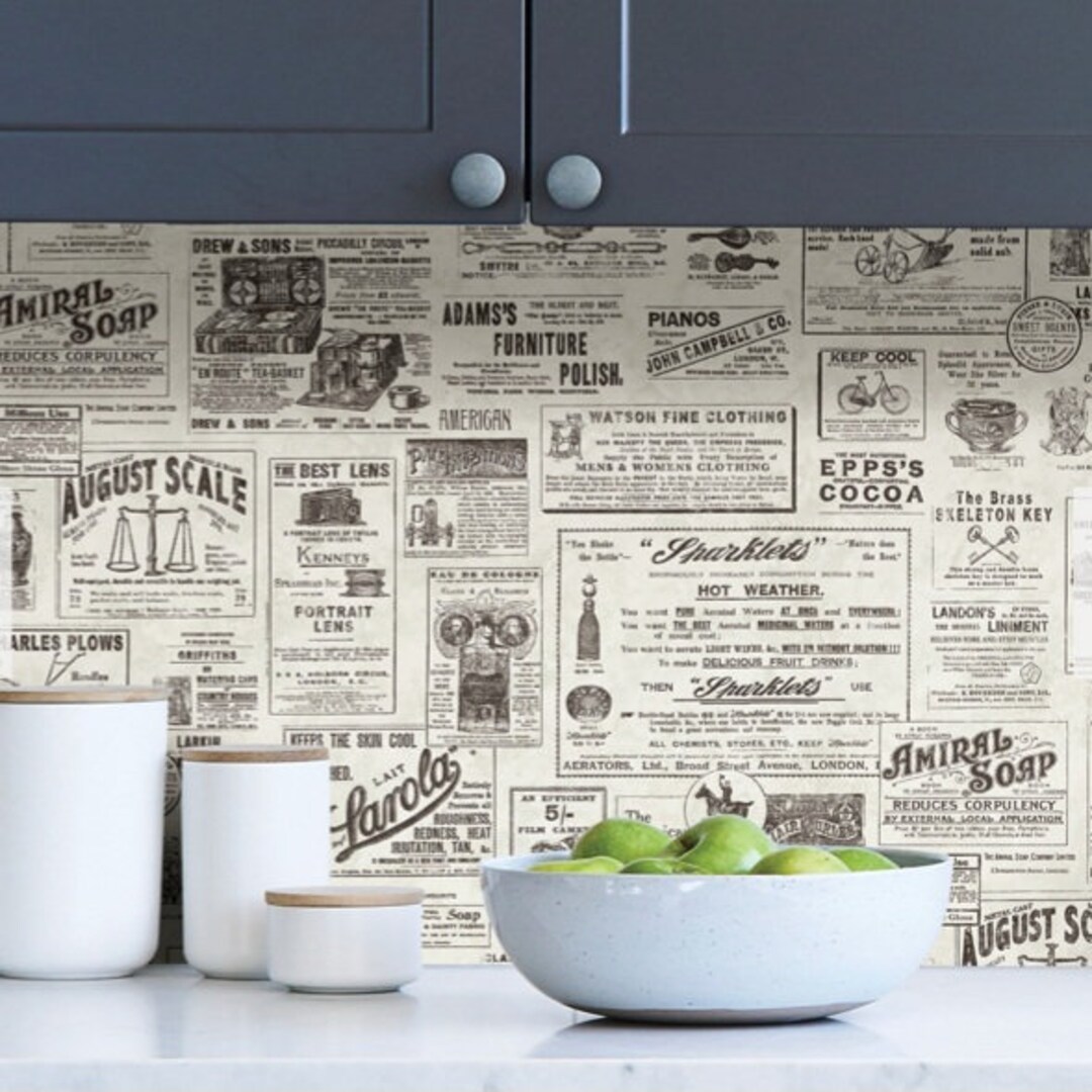 Wallpaper Newspaper Vintage Ads / Farmhouse / Country / Antique - Etsy