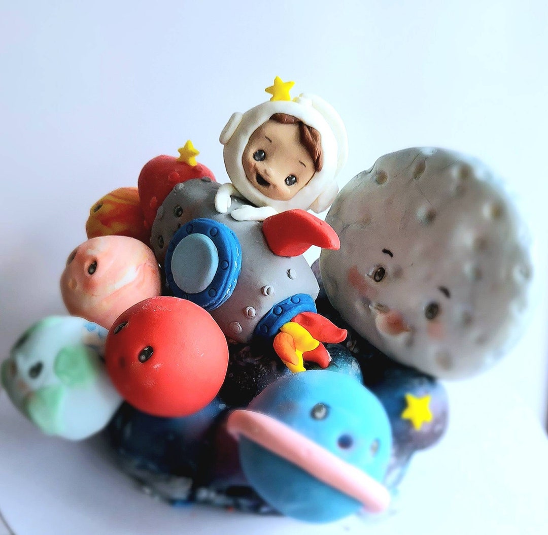 Astronaut Figiurine and Space Rocket and Planets Figurine. - Etsy