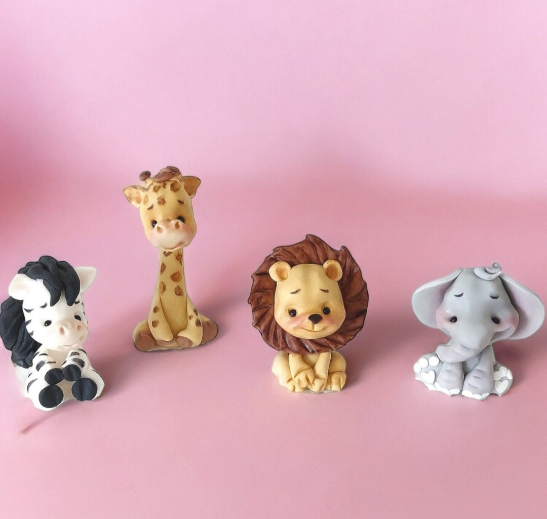 Jungle Animals Set of 4 Figurines. Cute Animals Birthday Figures. - Etsy