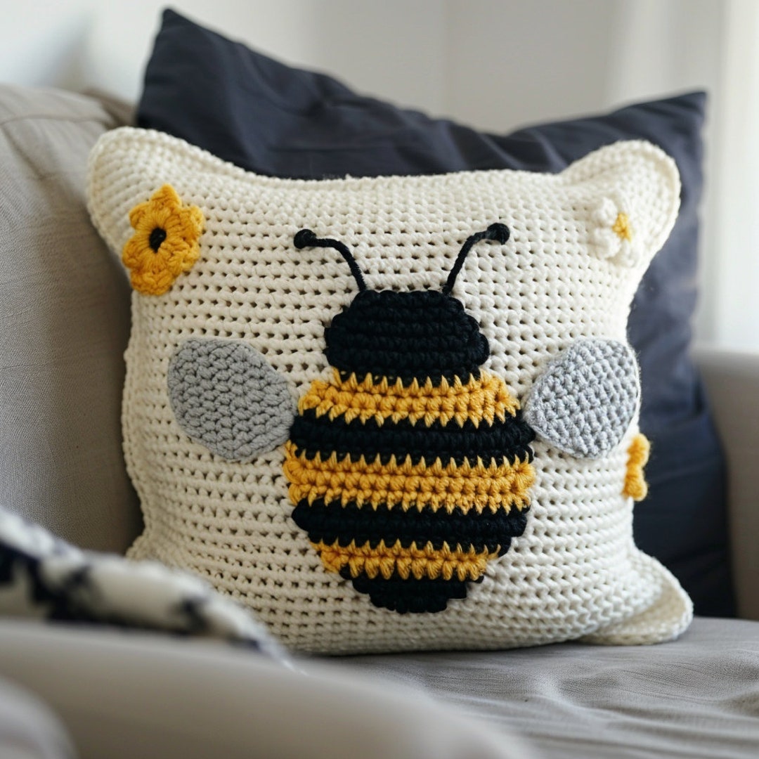 Bee Pillow Crochet Decor Pattern - PDF Digital Download - Summer ...
