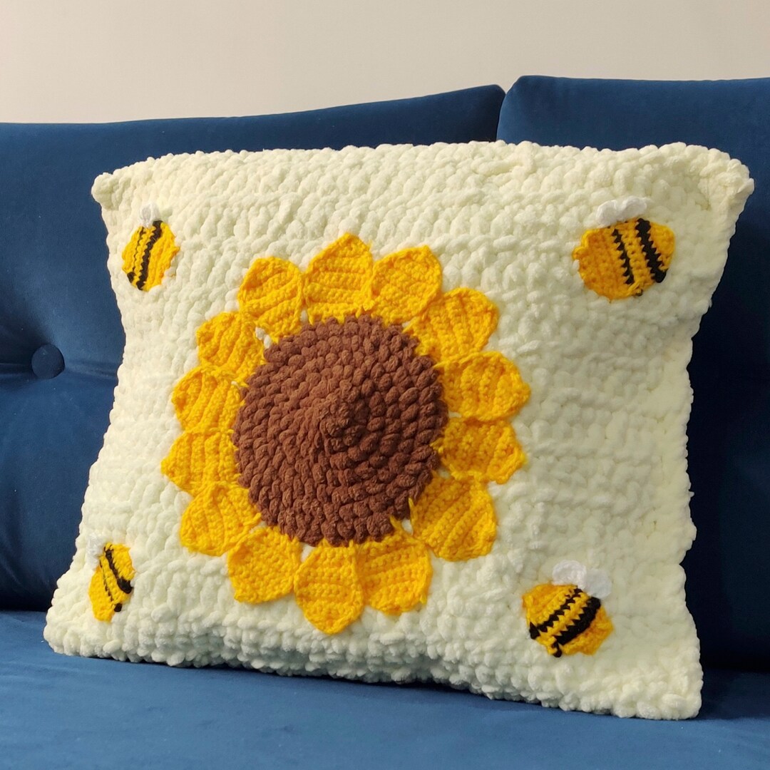 Crochet Pillow Set Patterns - PDF Instant Download - Sunflower and ...