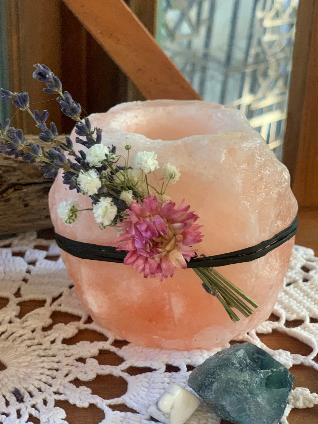 Himalayan Salt Tea Light Holder and Beeswax Tealights - Etsy