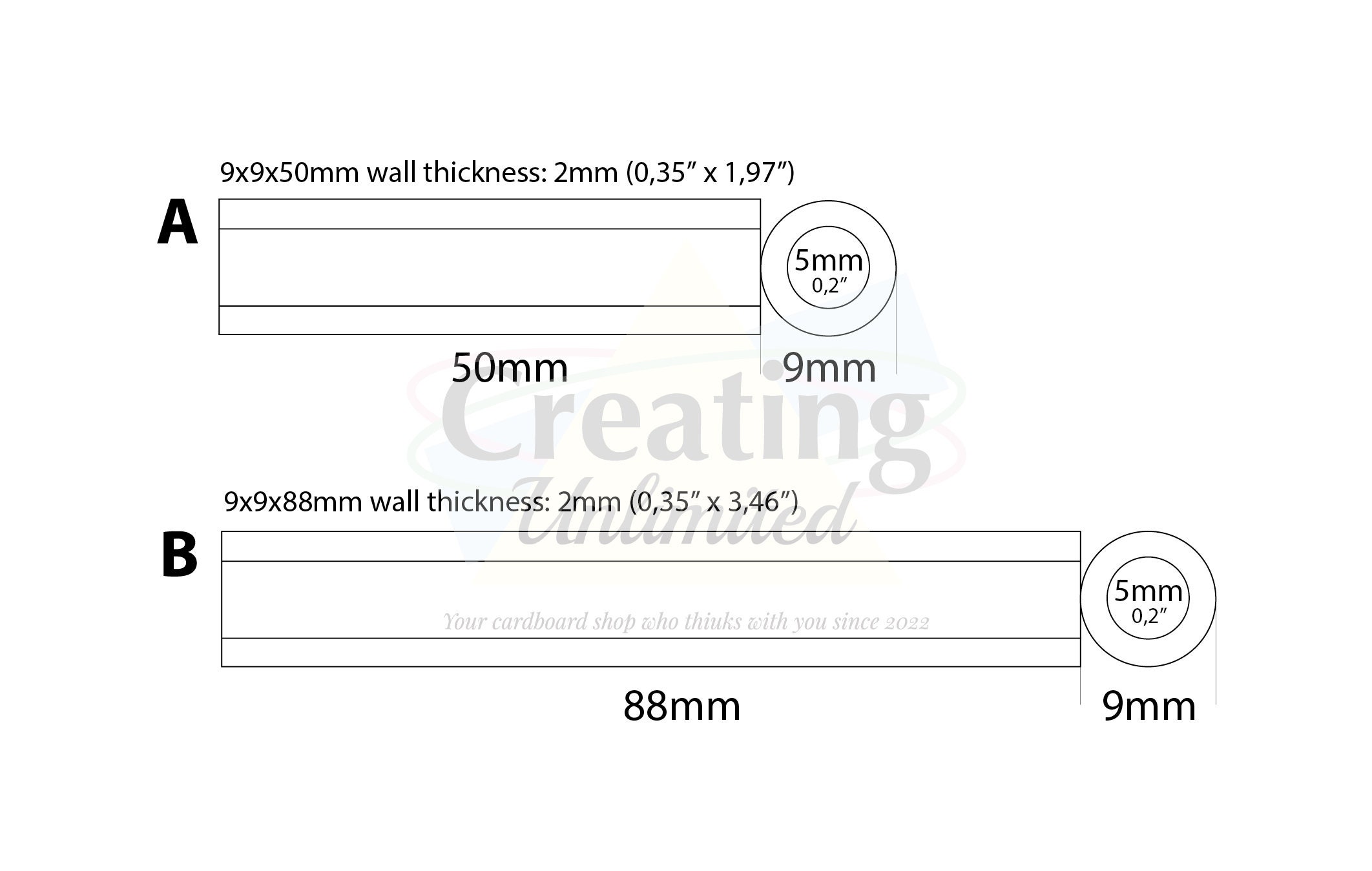 Tiny Cardboard Tube OD 9mm X L 50mm/88mm - Etsy