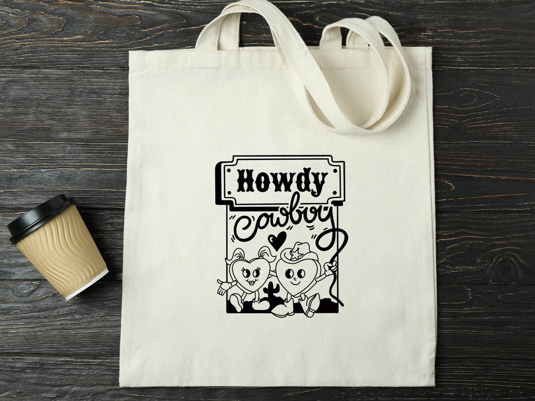 Cowboy Retro Tote Bag. Howdy Cowboy Fun Valentines Gift Bag - Etsy