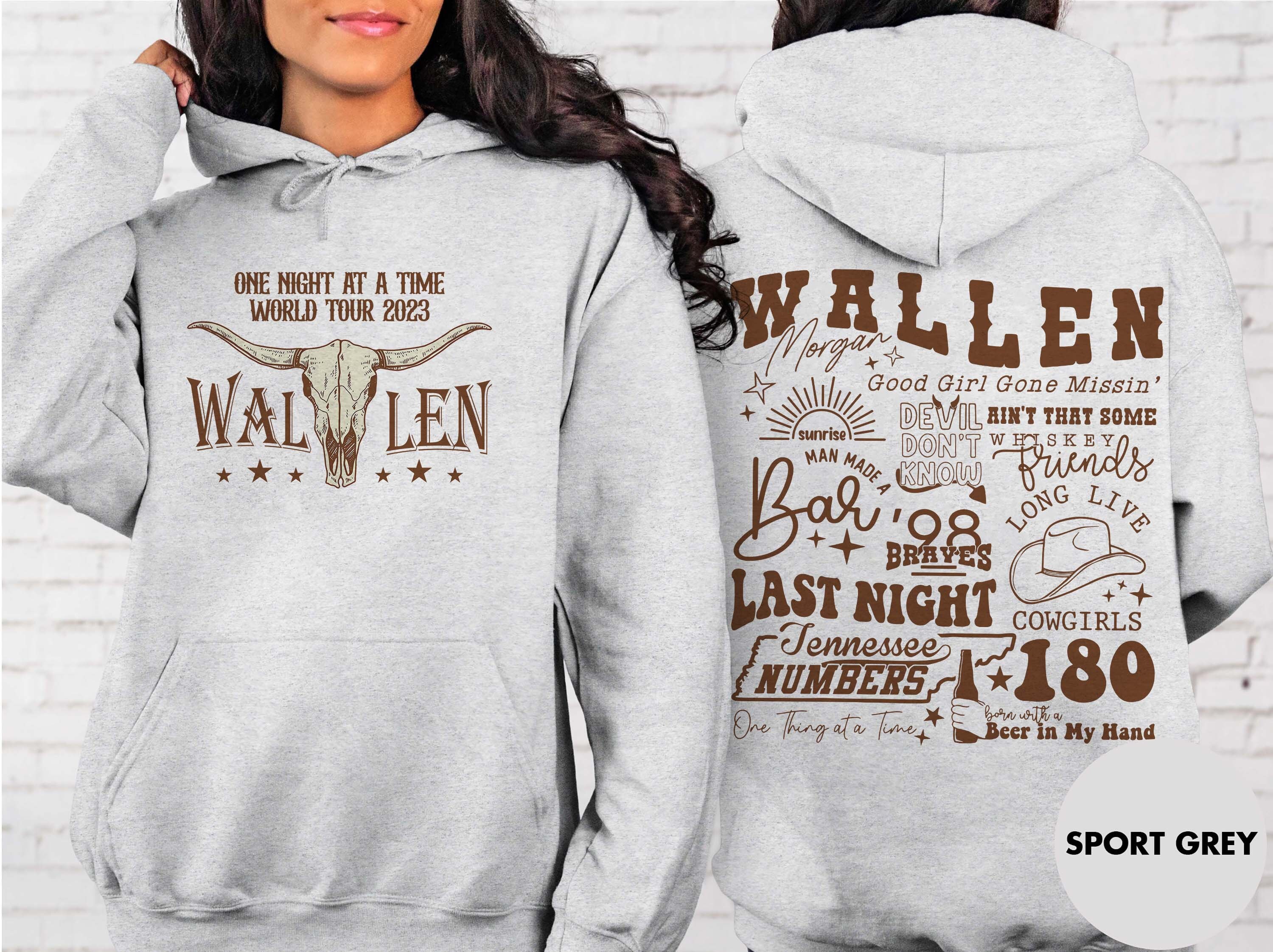 Wallen Western World Tour 2023 One Night At A Time 2 Side Shirt ...
