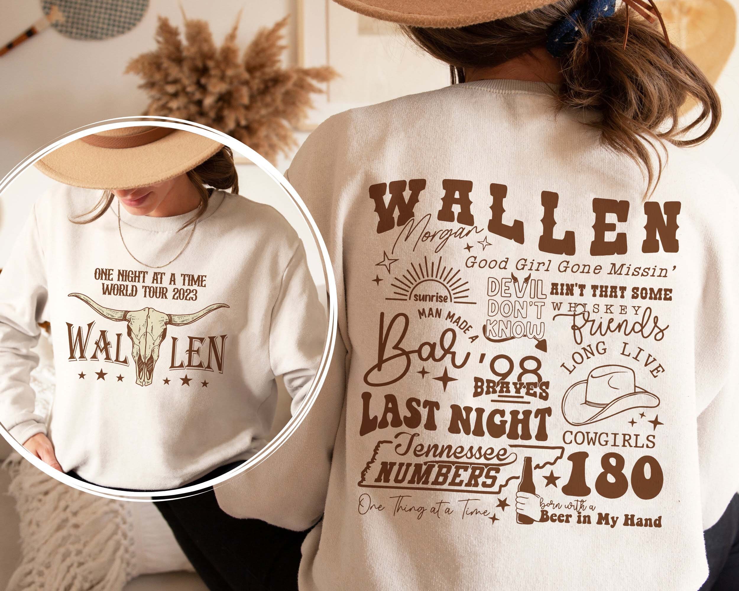 Wallen Western World Tour 2023 One Night At A Time 2 Side Shirt ...