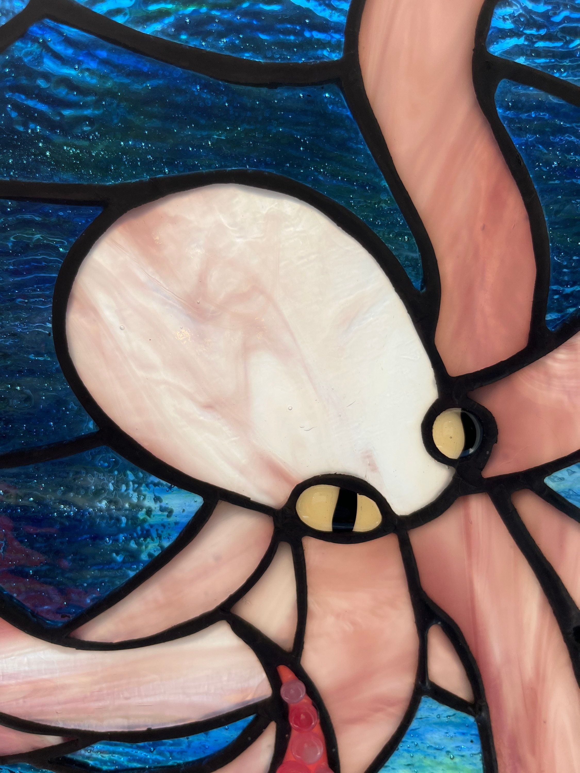 Octopus Stained Glass Panel Sun Catcher Authentic Stain Glass - Etsy