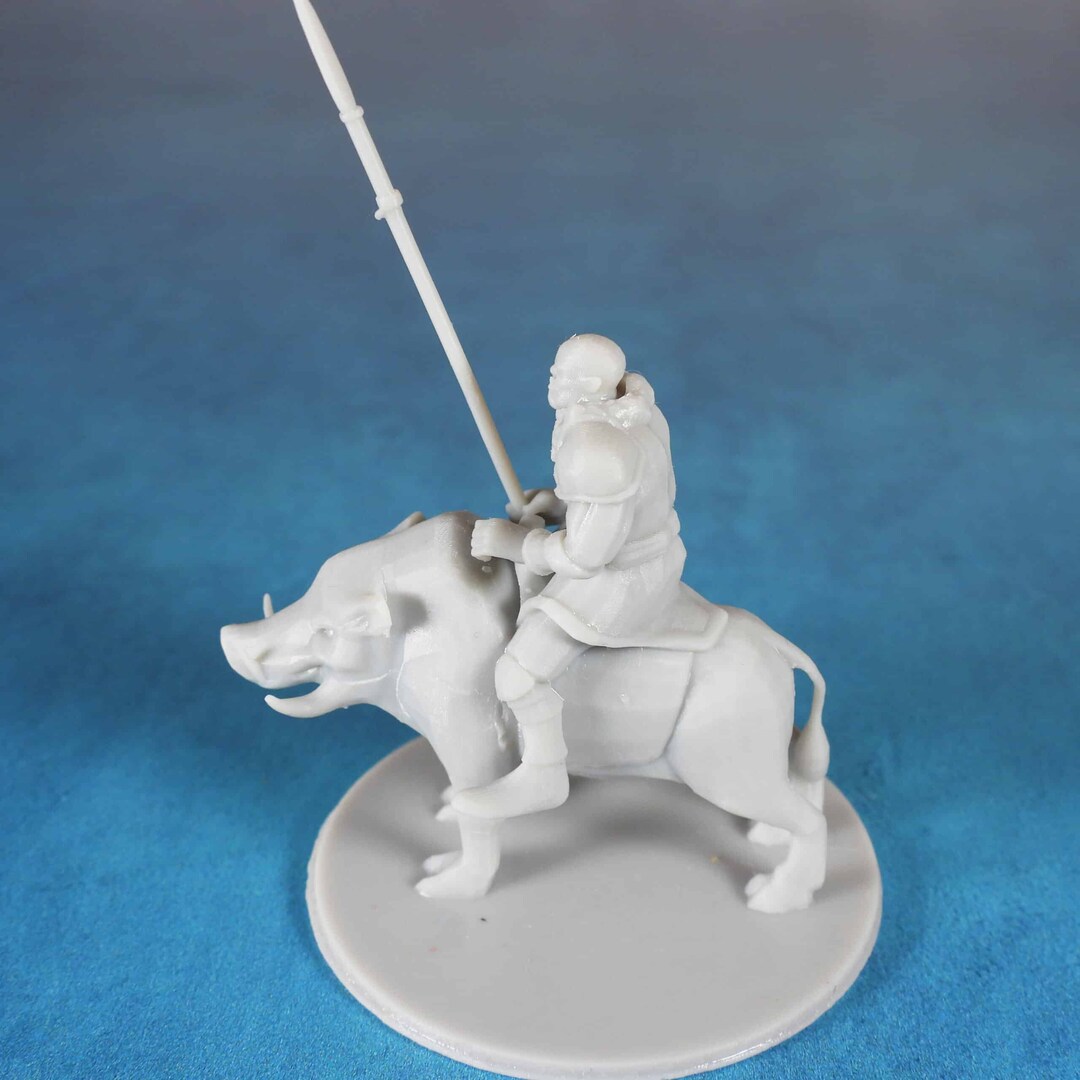 3D Printed Miniature: Half Orc Male Barbarian Riding Boar, Tabletop RPG ...