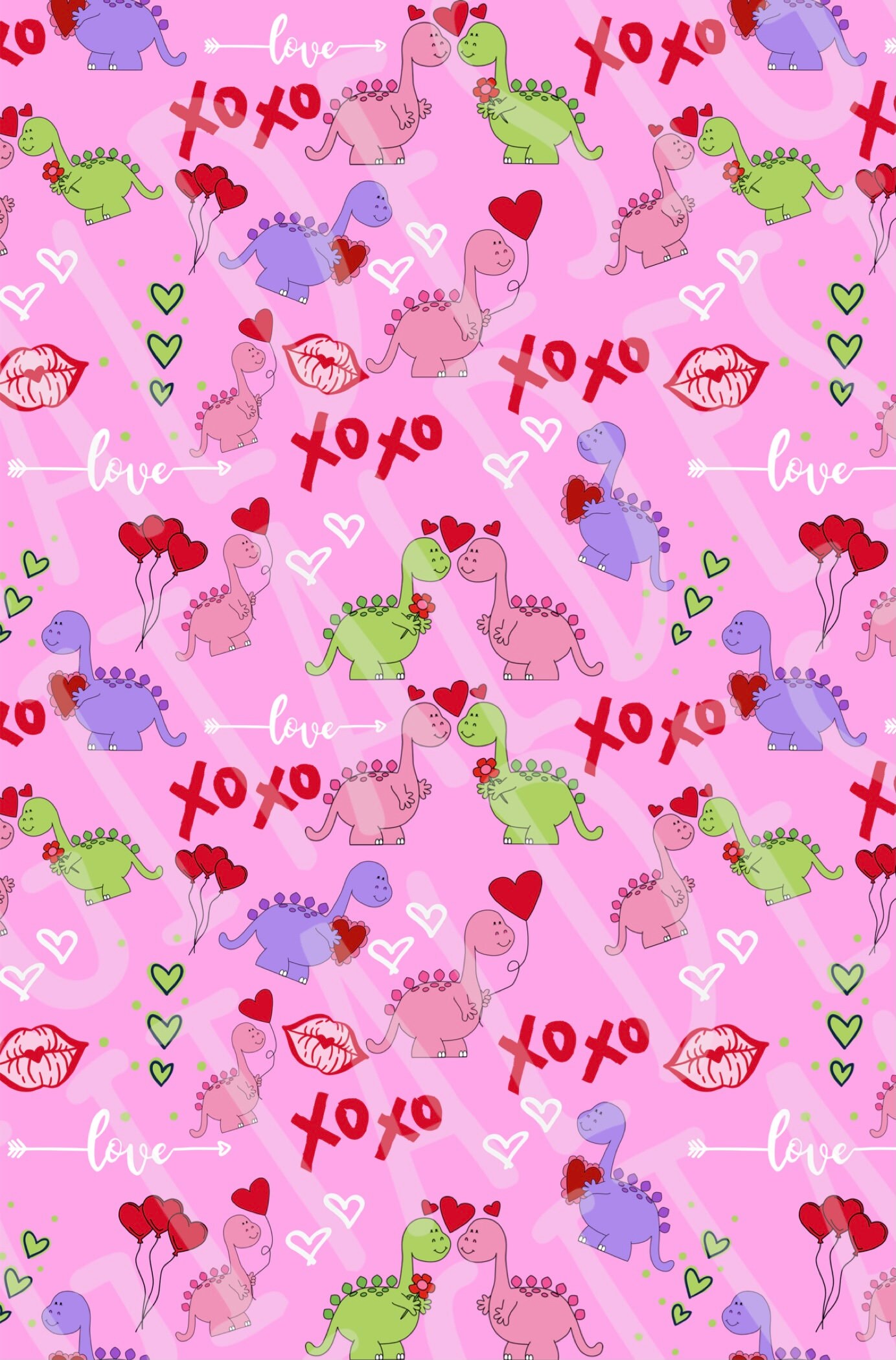Valentines Dinosaur Seamless File / Seamless Pattern, Digital File ...
