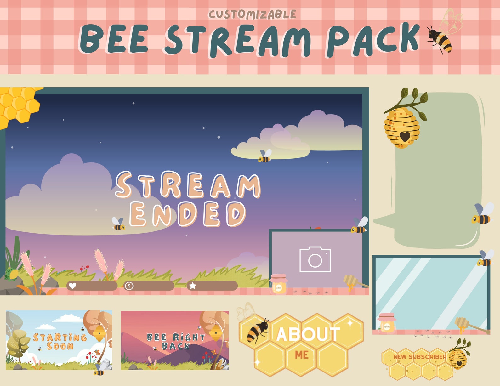 Bee Twitch Overlays Stream Overlays INSTANT DOWNLOAD - Etsy