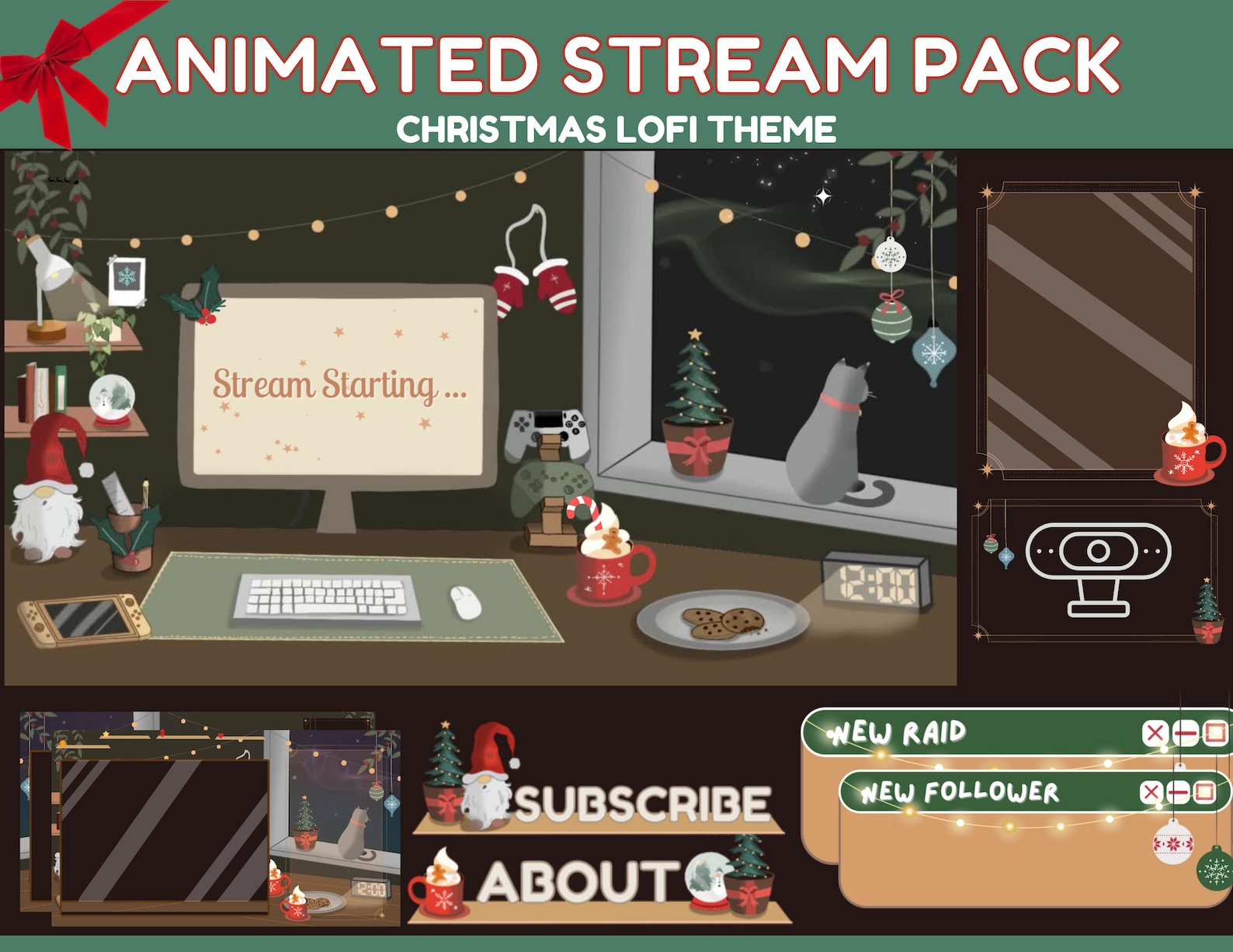 ANIMATED Lofi Xmas Stream Pack Twitch Overlays Twitch - Etsy