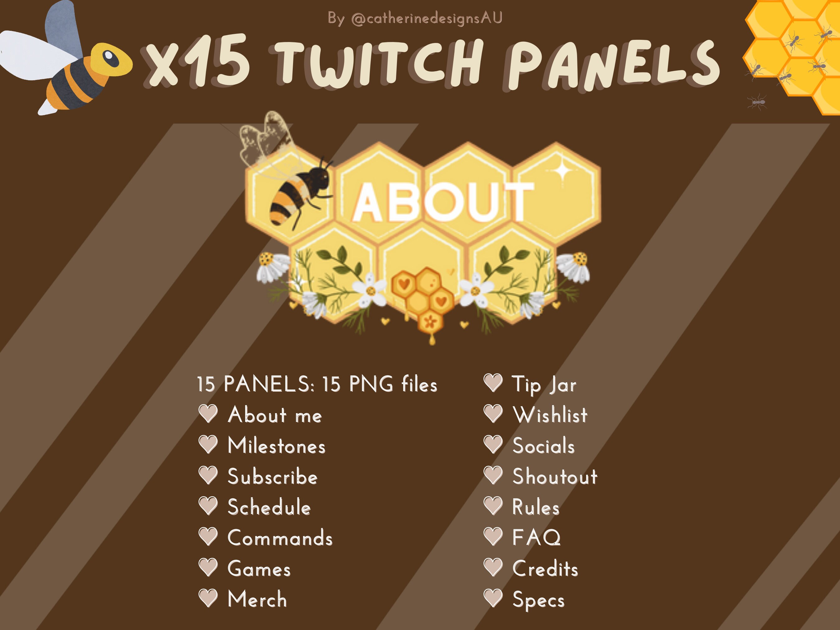 Bee Twitch Panels - 15 Honeycomb Designs (instant Download) - Etsy