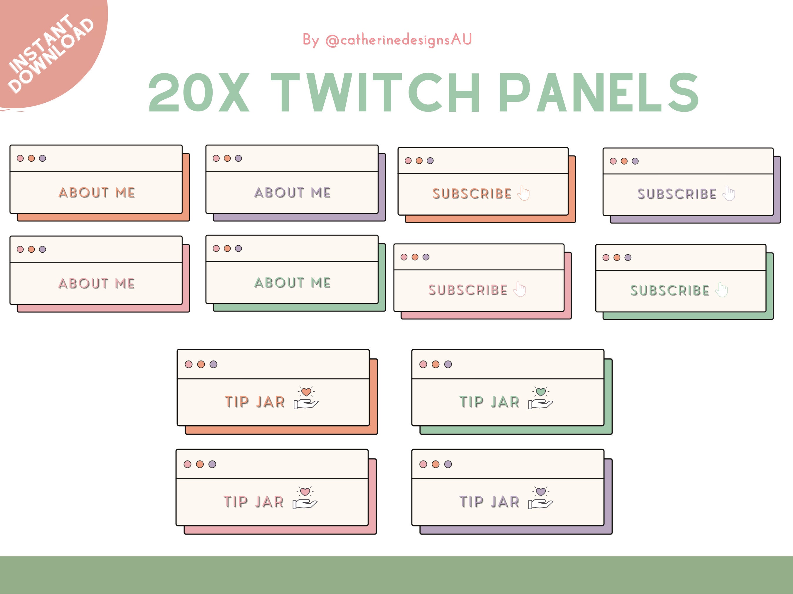 20x Web Twitch Panels INSTANT DOWNLOAD by Catherine Designs | Etsy
