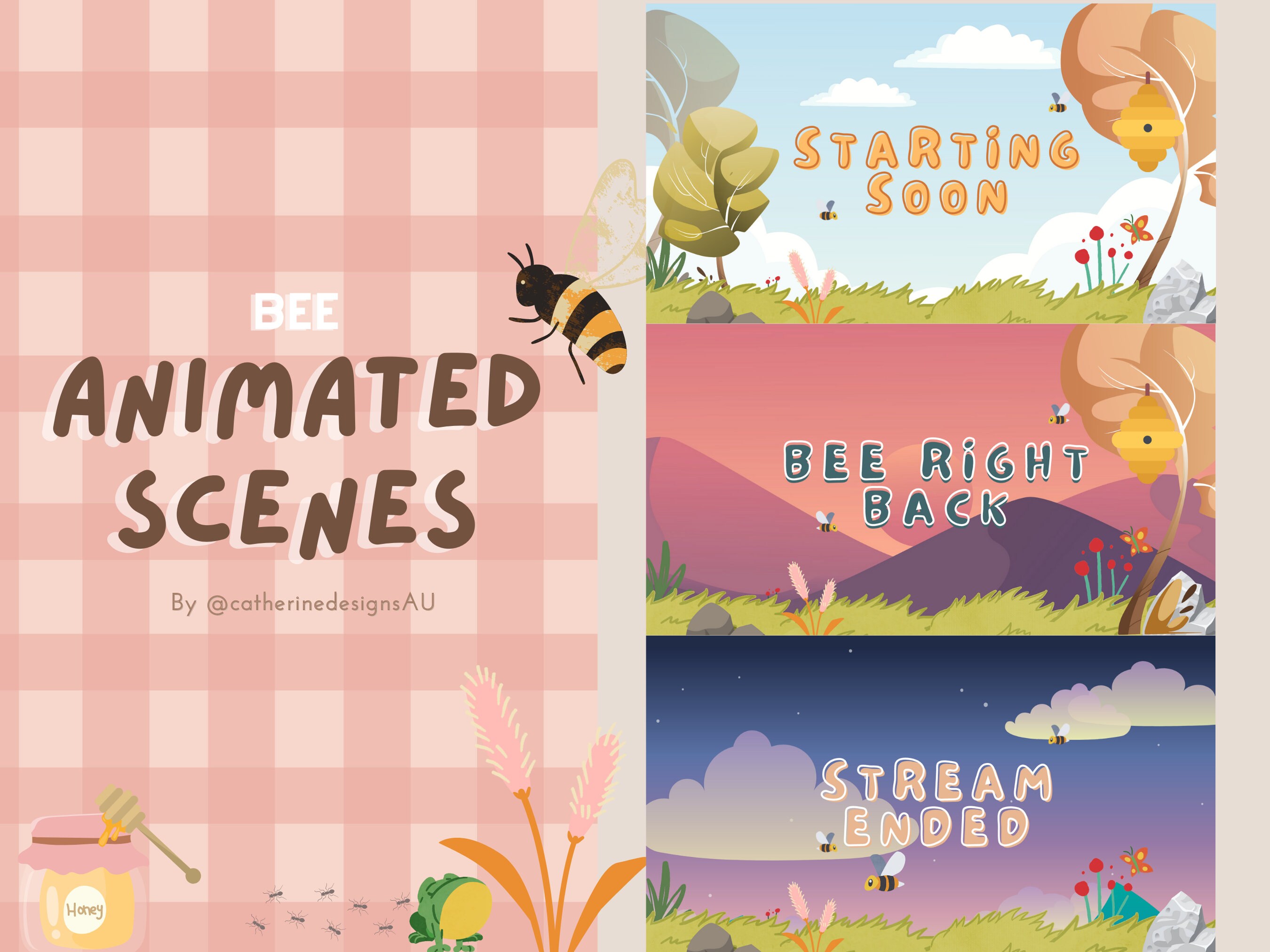 Bee Twitch Overlays Animated Scenes INSTANT DOWNLOAD Twitch Overlays ...