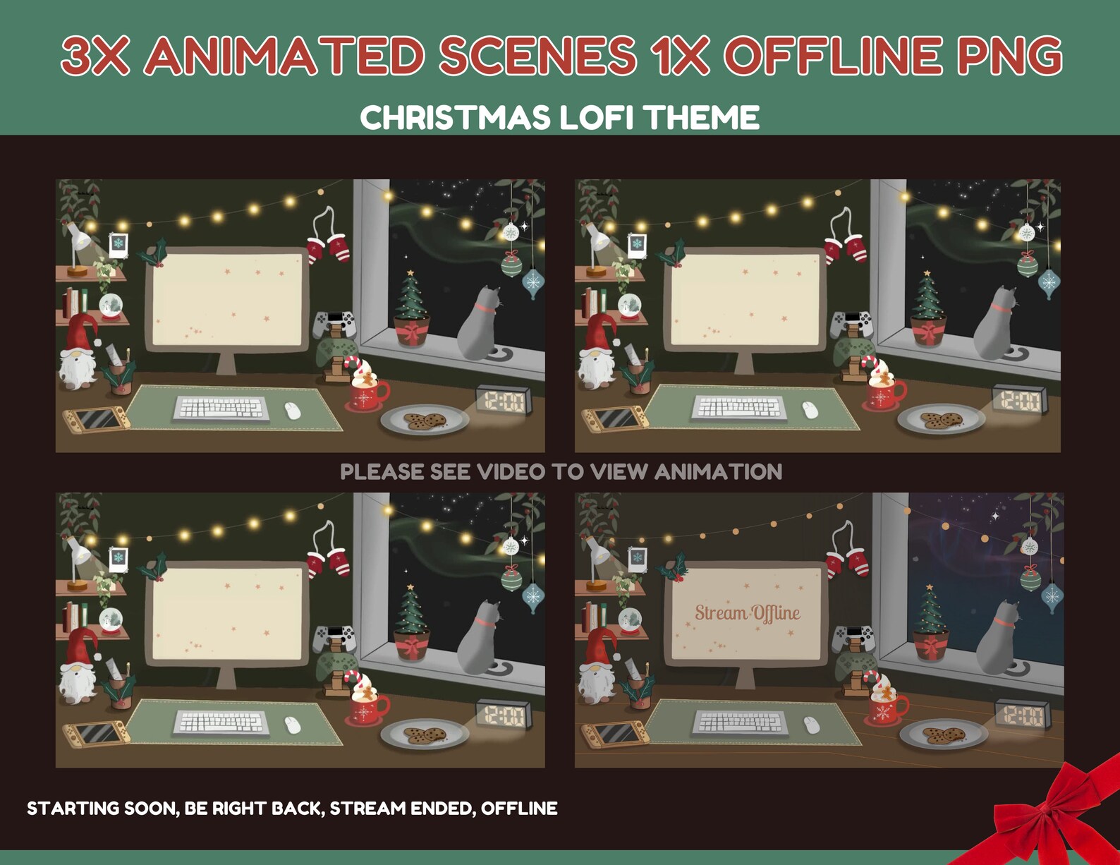 ANIMATED Lofi Xmas Stream Pack Twitch Overlays Twitch - Etsy