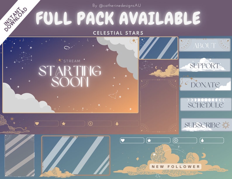 Celestial Stars Twitch Overlays - Animated Scenes | INSTANT DOWNLOAD ...